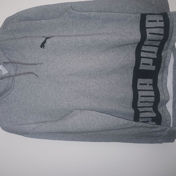 Puma | Sweaters | Puma Gray Hoodie With Black Logo M | Poshmark